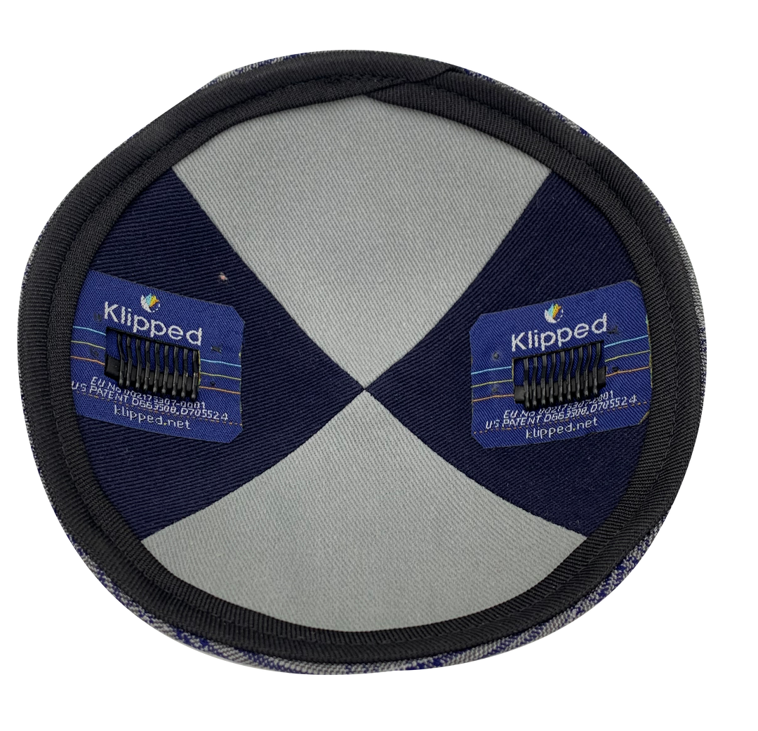 Gray and Navy Plaid Kippah with Clips | Kippahs & Yarmulkes | Klipped ...