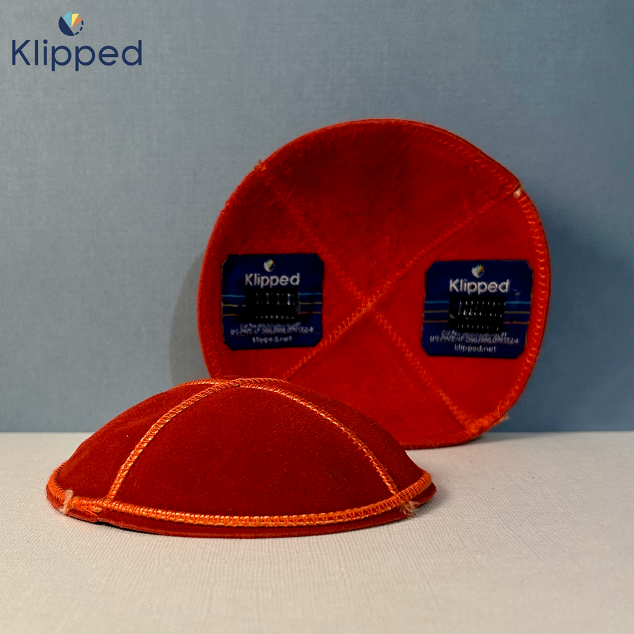 Red Orange Suede Kippah | Kippahs & Yarmulkes | Klipped Kippahs