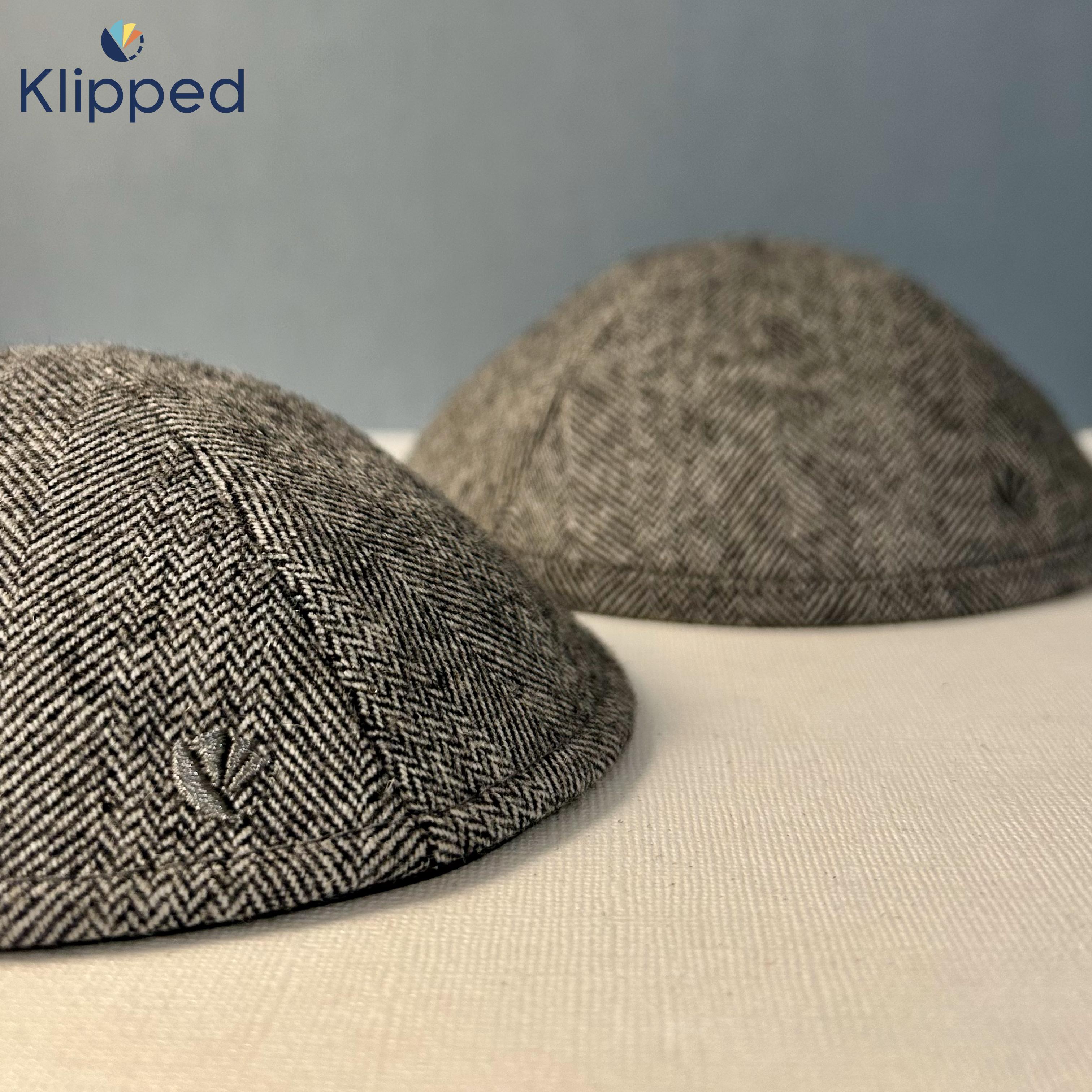 Grey Plaid Kippah with Clips | Kippahs & Yarmulkes | Klipped Kippahs