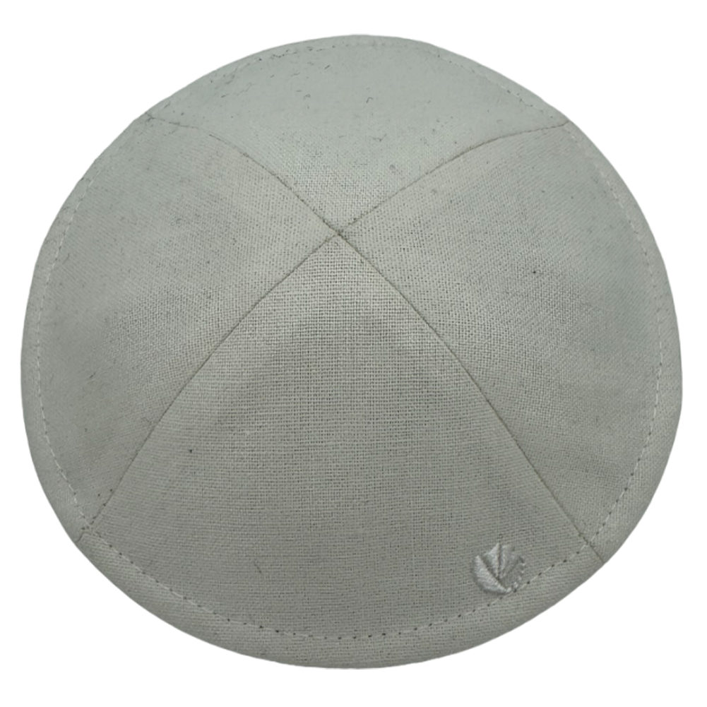 Linen White Kippah with Clip | Kippah & Yarmulkes | Klipped Kippahs