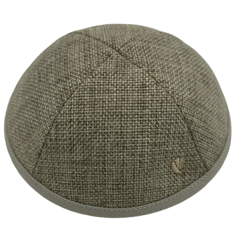 Ivory Burlap Ivory Rim Kippah | Kippah & Yarmulkes | Klipped Kippahs
